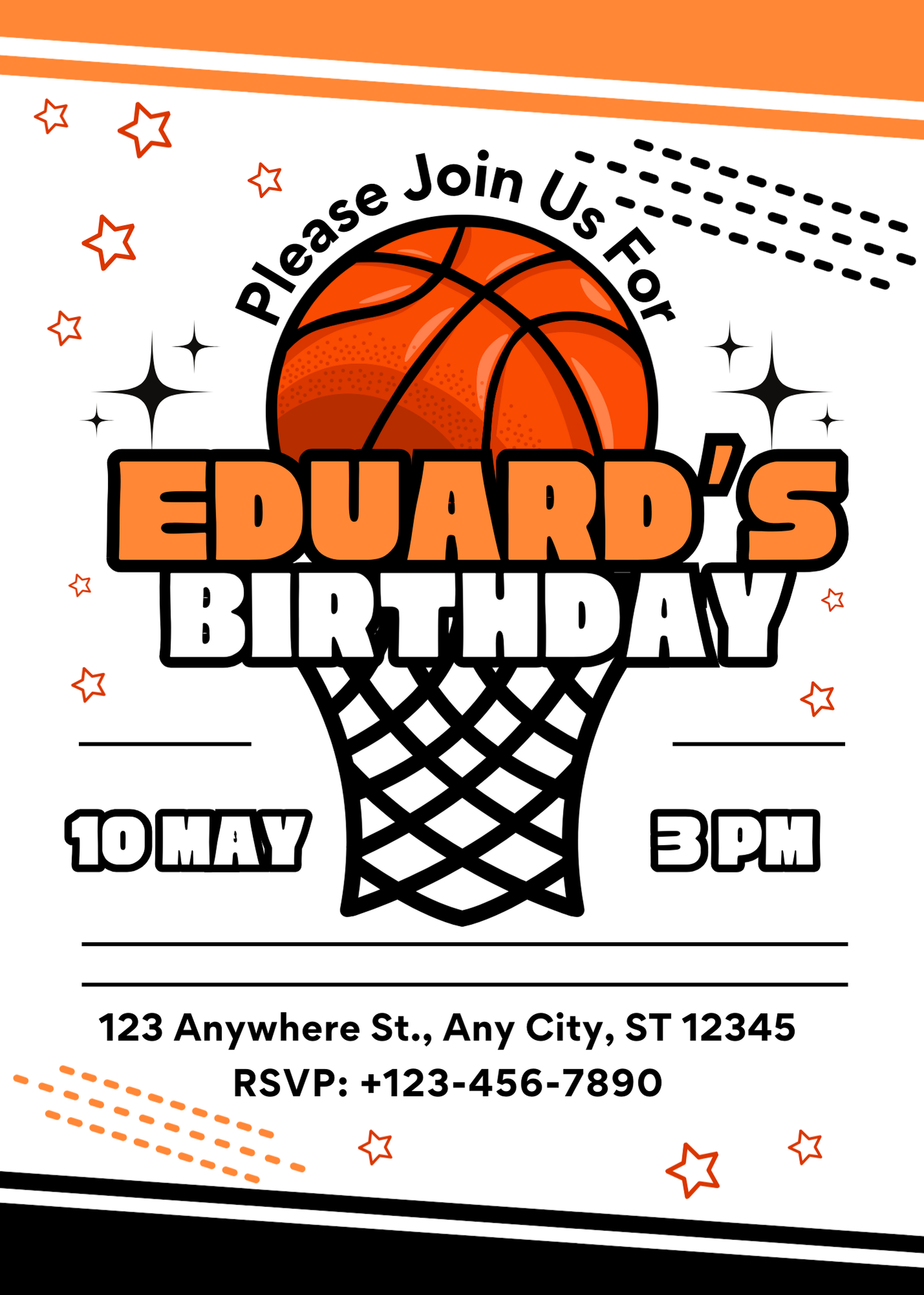 Basketball Birthday Invitation | Sports Party Invite | Editable Canva ...